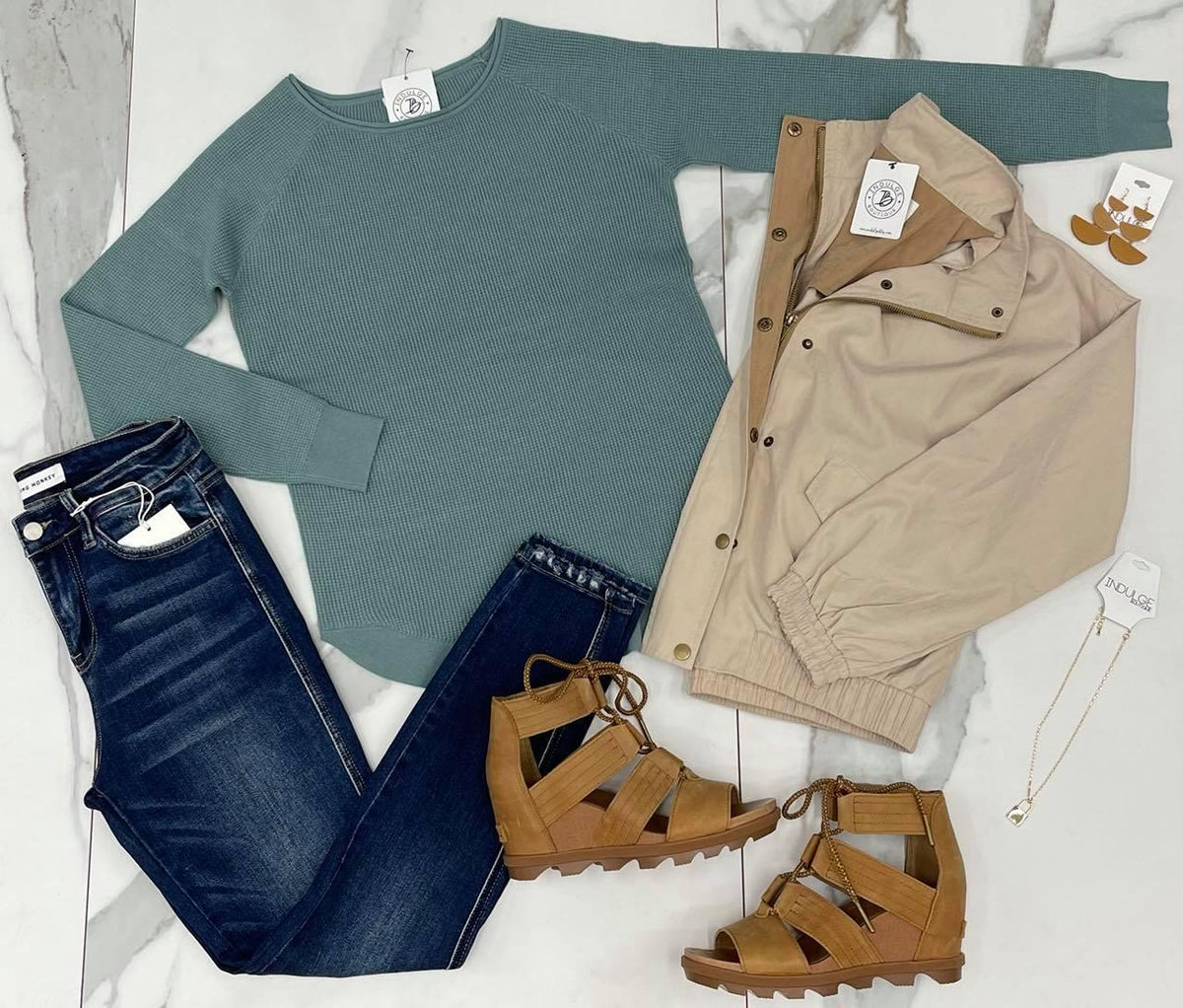 DUSTY BLUE WAFFLE TEXTURE– Indulge Boutique